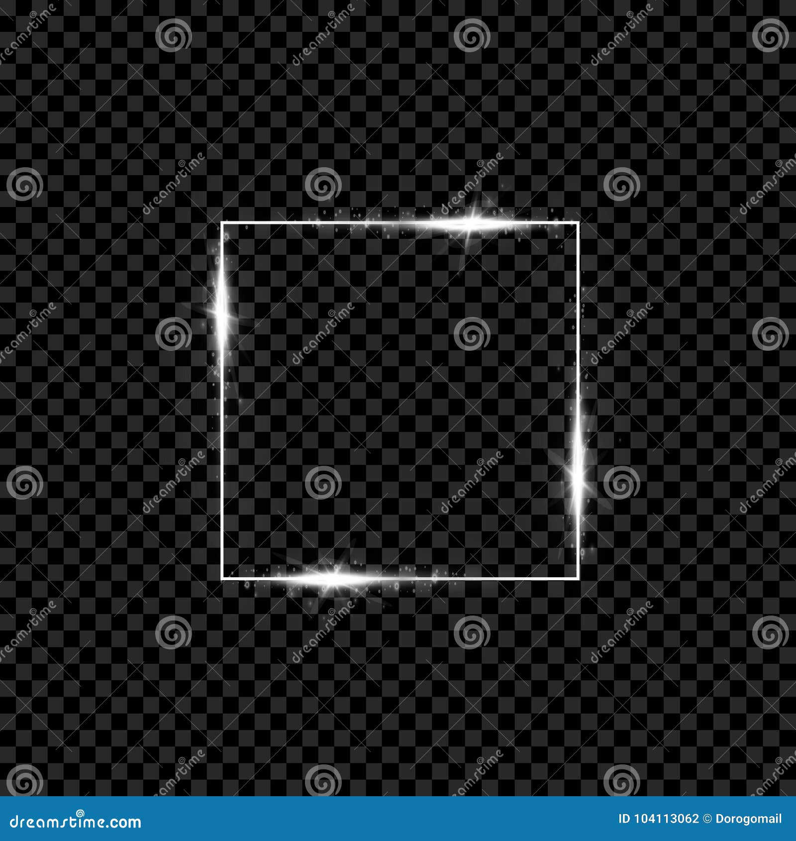 Silver Shining Square Banner. Sparkle, Glowing Neon Light Effect ...