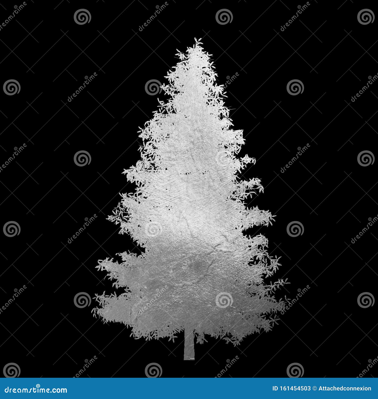 Silver Tree with Leaves Isolated on Black Background Stock Image ...