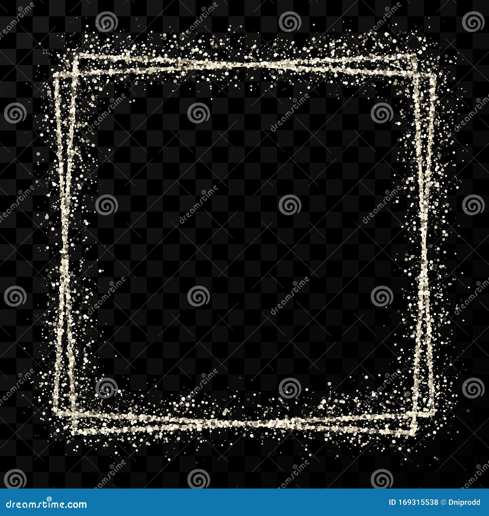 Silver Shiny Double Square Frame with Light Effects Stock Vector ...
