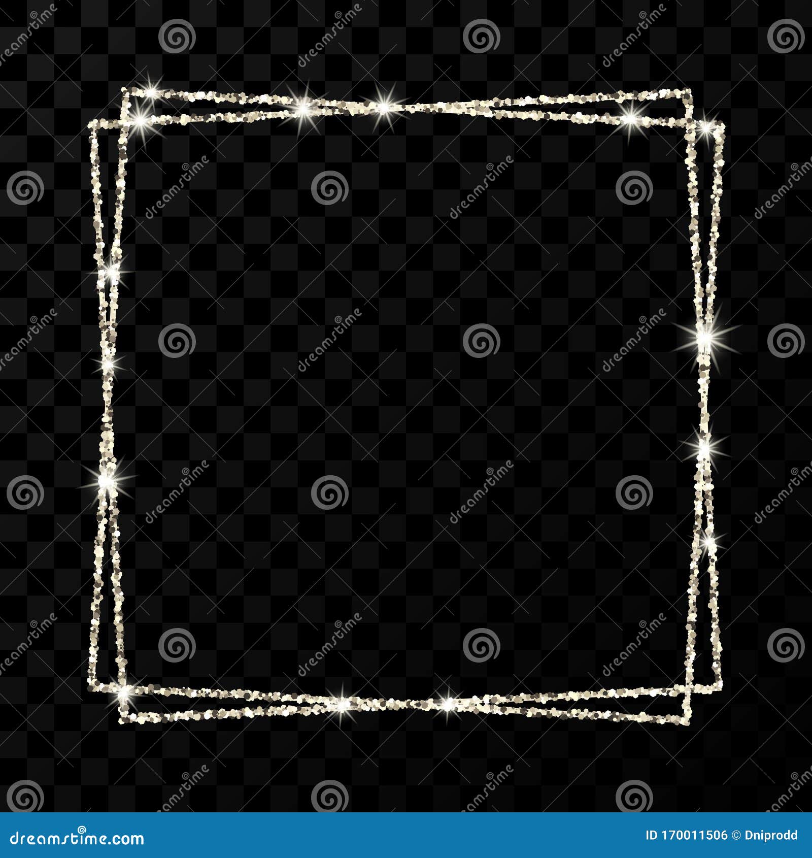Silver Shiny Double Square Frame with Light Effects Stock Vector ...