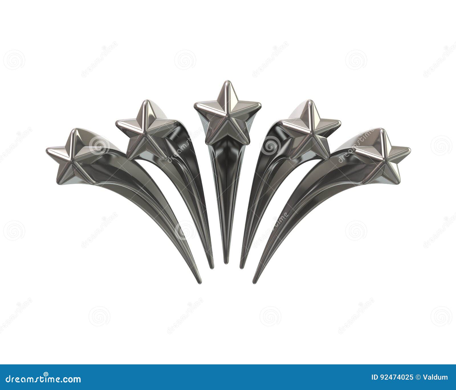 Silver shiny five stars stock illustration. Illustration of golden ...