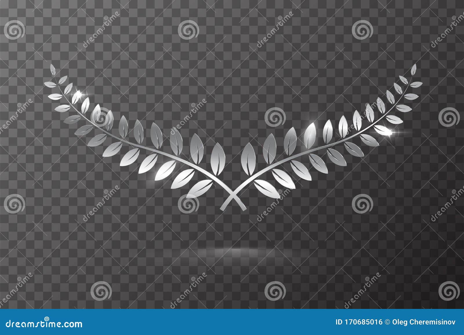 Silver Shiny Laurel Wreath Isolated on Transparent Background. Vector ...