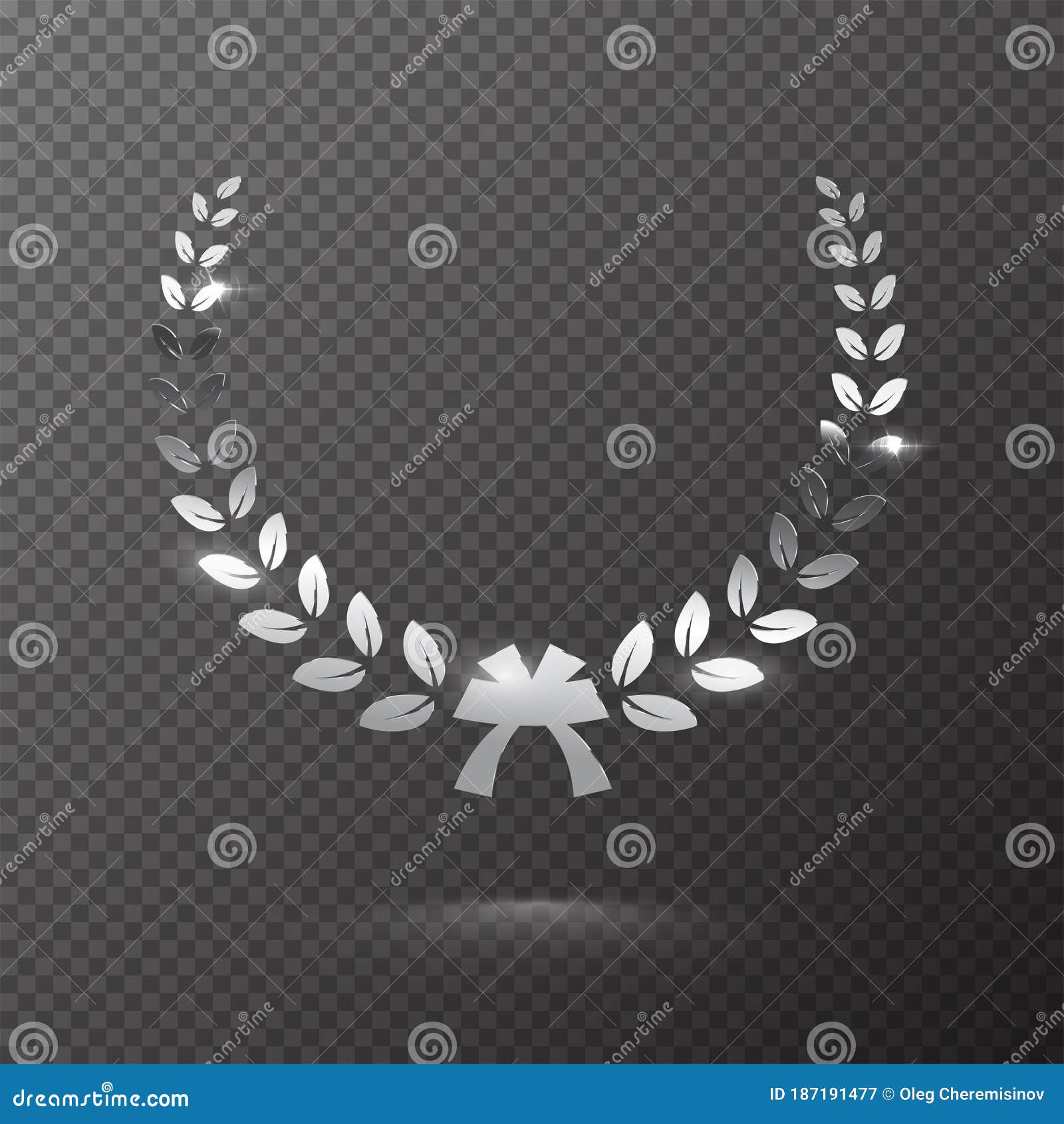 Silver Shiny Laurel Wreath Isolated on Transparent Background. Vector ...