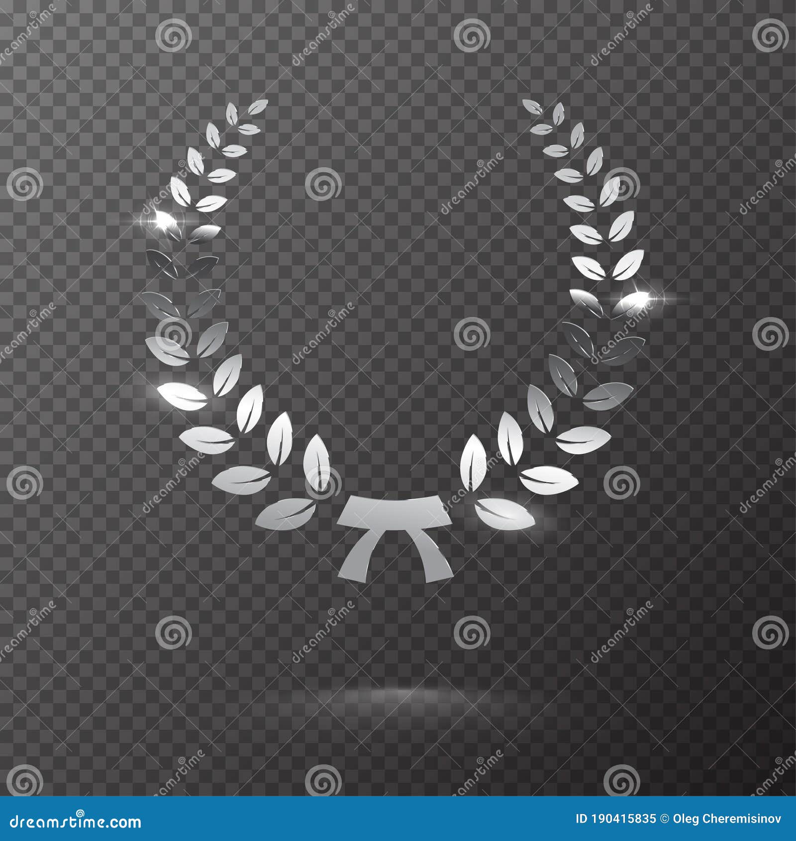 Silver Shiny Laurel Wreath Isolated on Transparent Background. Vector ...