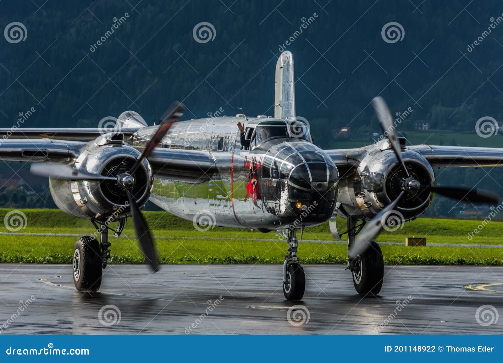 Silver Shiny Plane Side View at a Air Show Editorial Photography ...