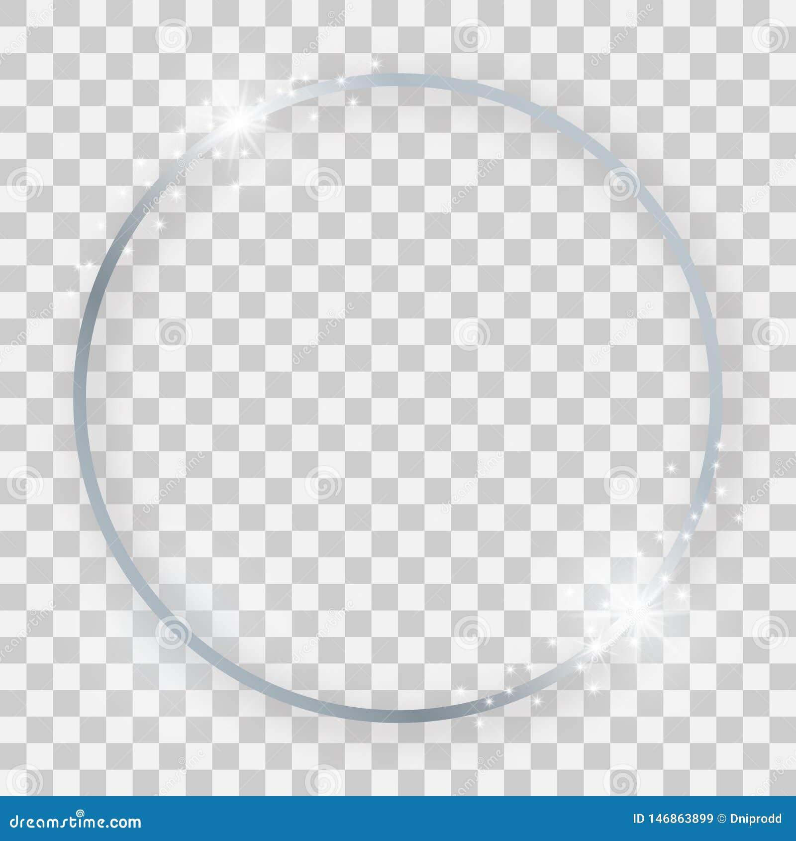 Silver Shiny Round Frame with Glowing Effects Stock Vector ...