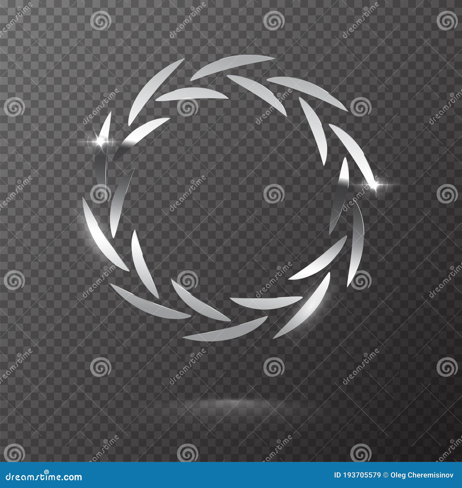 Silver Shiny Round Laurel Wreath Isolated on Transparent Background ...