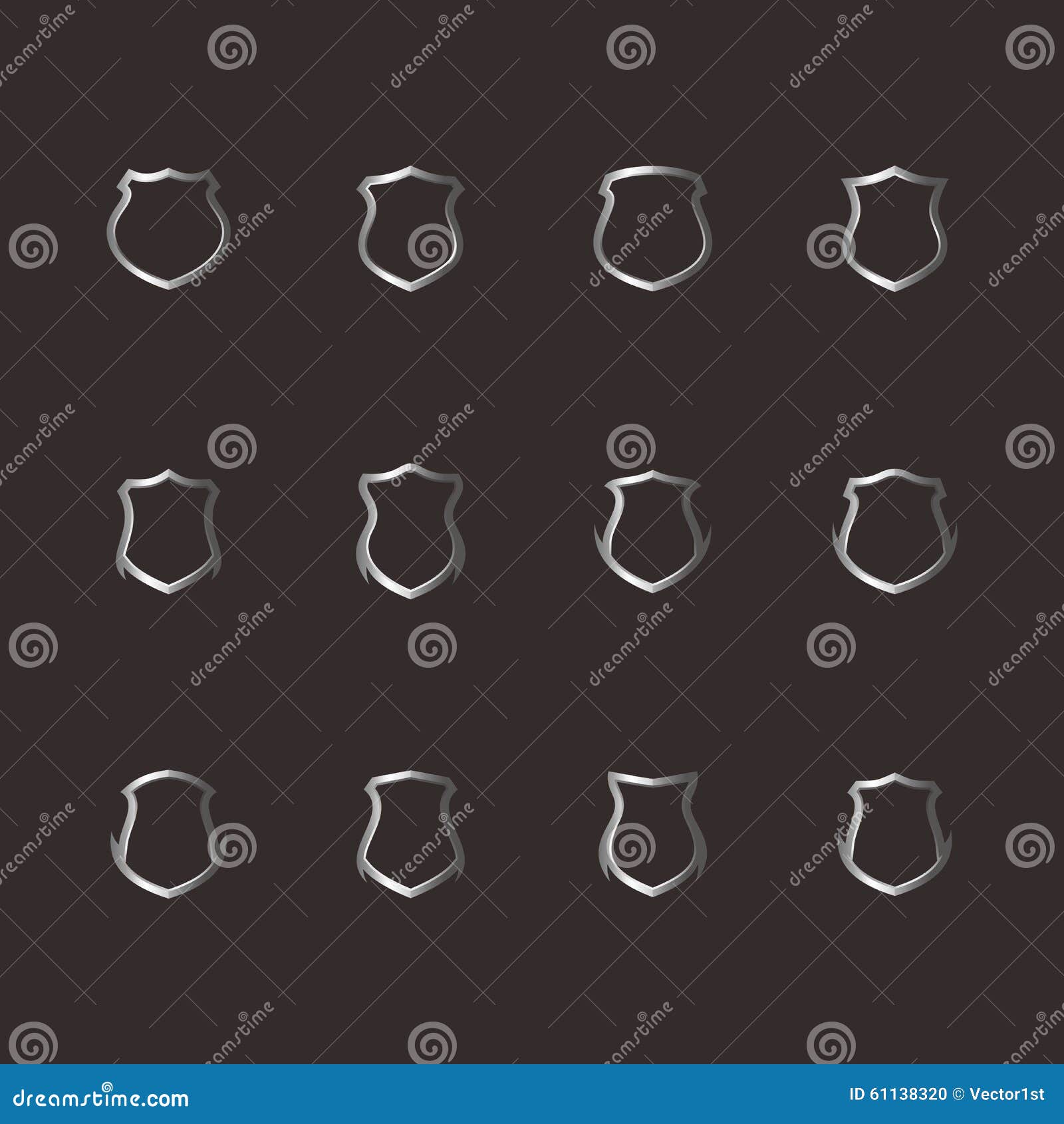 Silver shiny shield stock vector. Illustration of metal - 61138320