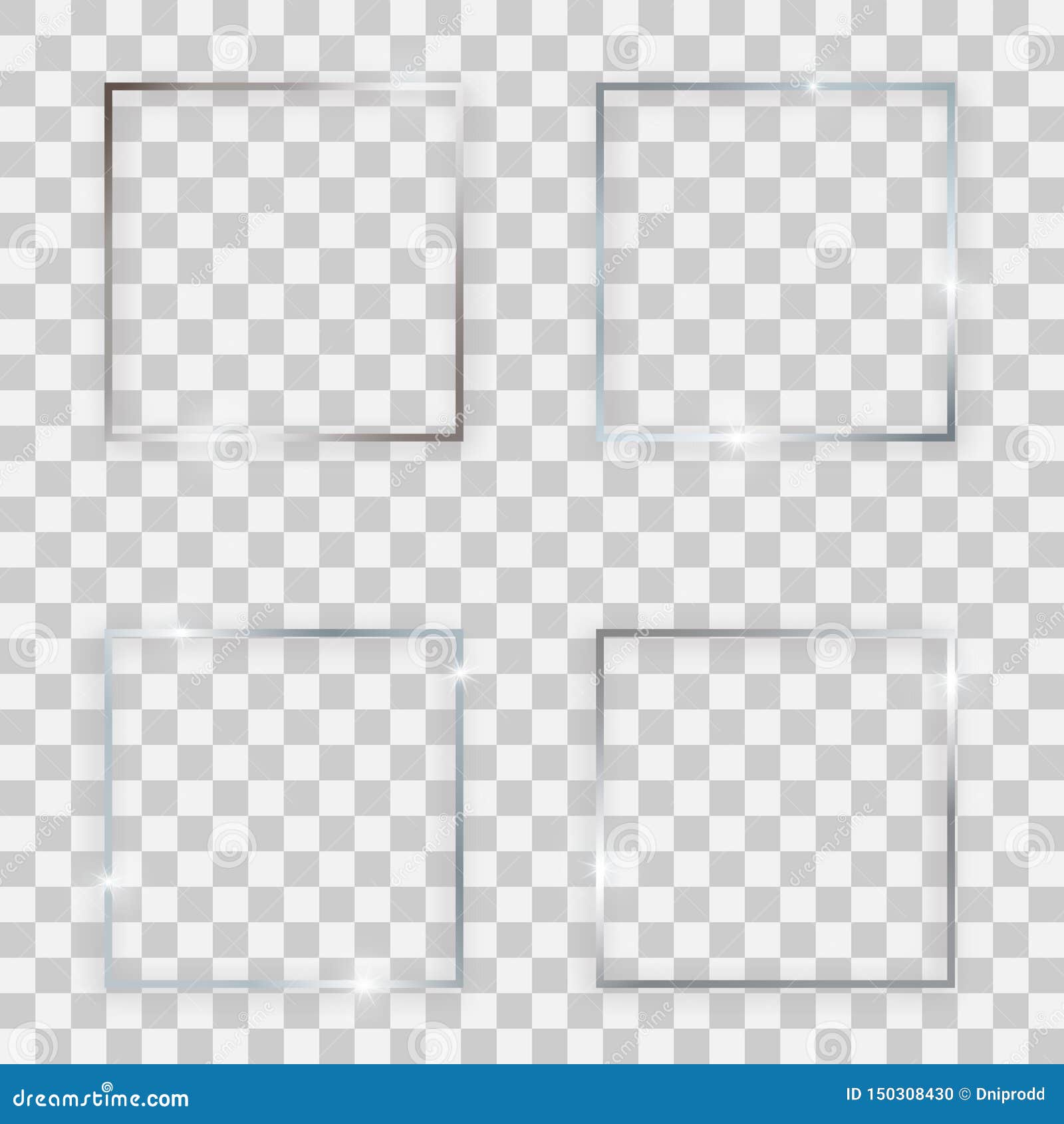 Silver Shiny Square Frame with Glowing Effects Stock Vector ...