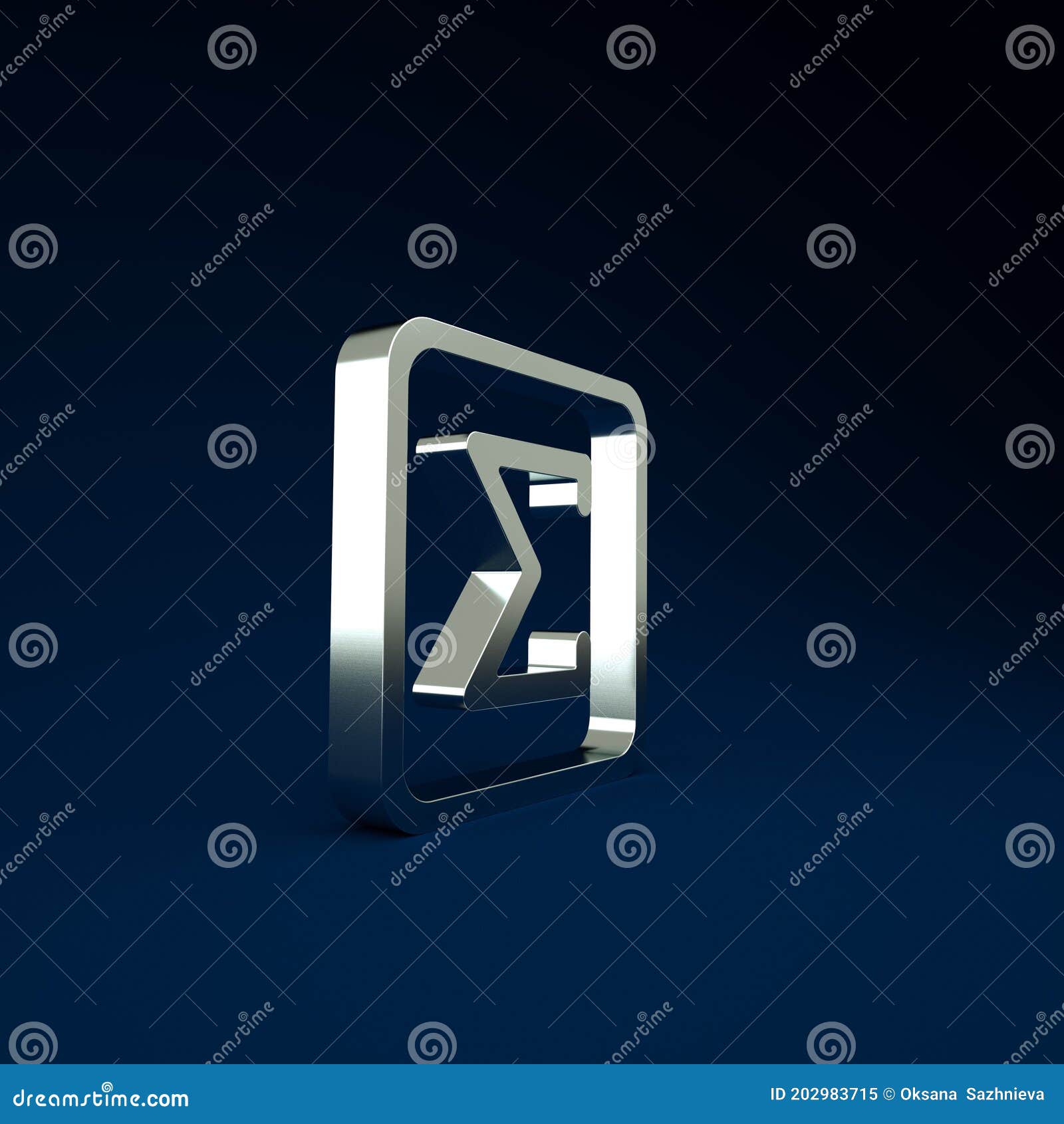 Silver Sigma Symbol Icon Isolated on Blue Background. Minimalism ...