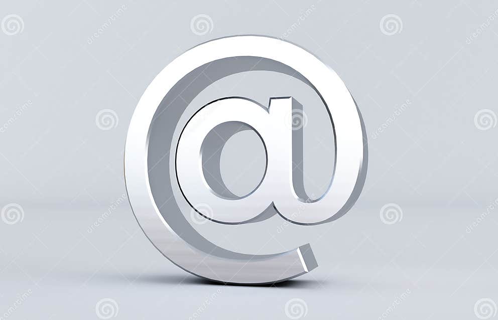 Silver at Sign Isolated on White Background. Arobase Stock Illustration ...