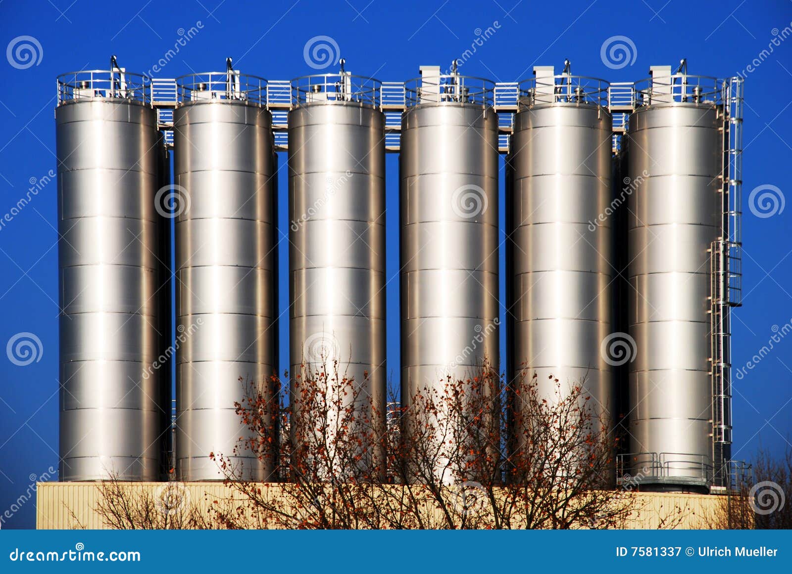 Silver Silo stock image. Image of cylinders, toxic, plant - 7581337