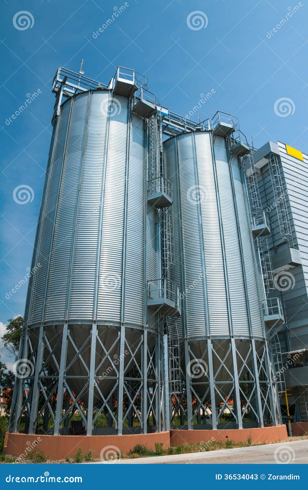 Silver silo stock image. Image of landscape, rural, farm - 36534043