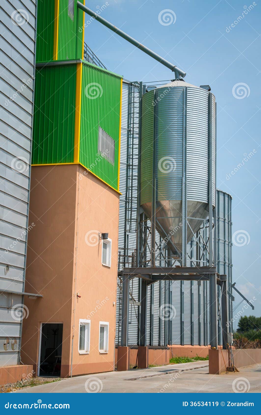 Silver silo stock image. Image of agriculture, clouds - 36534119