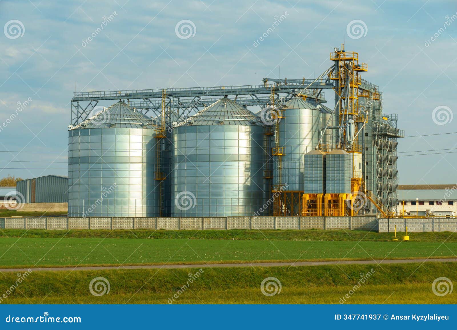 Silver Silos in the Field. a Modern Grain Storage, Processing and ...