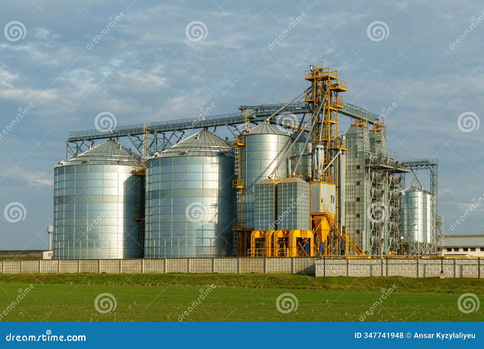 Silver Silos in the Field. a Modern Grain Storage, Processing and ...