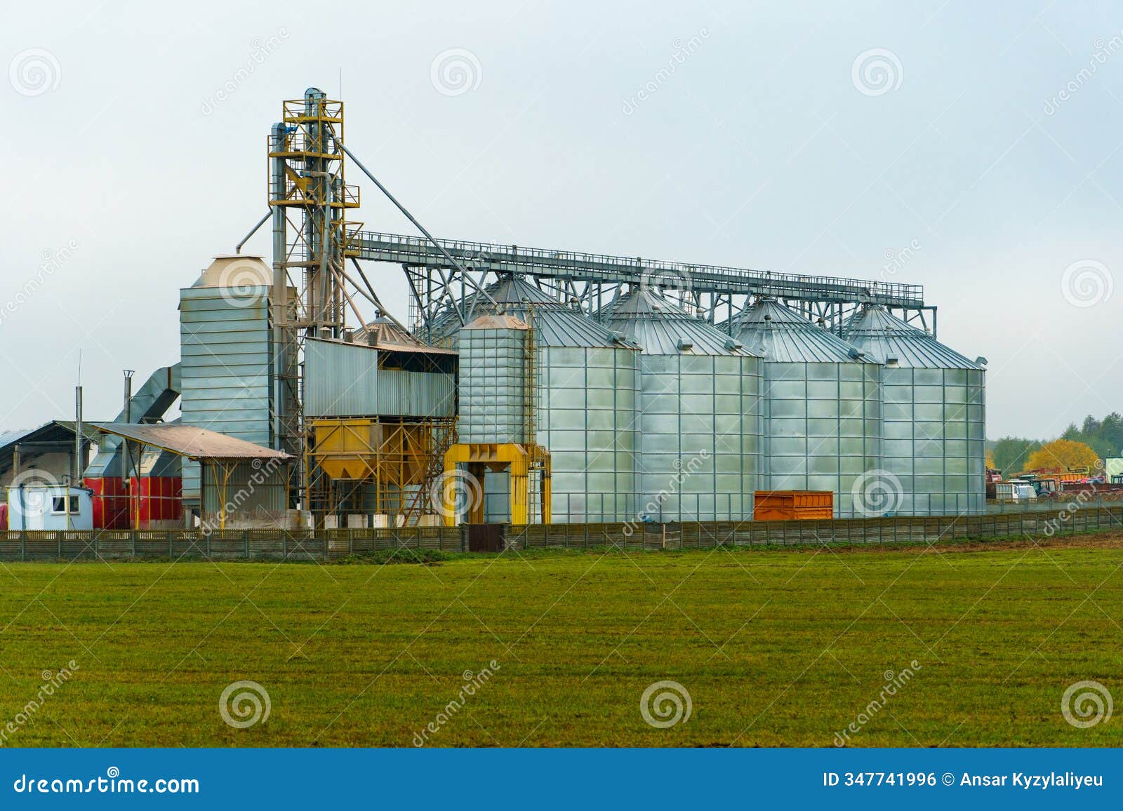 Silver Silos in the Field. a Modern Grain Storage, Processing and ...