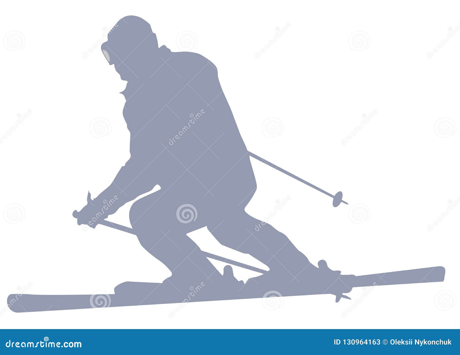 Silver Skier Flat Icon on White Background Stock Illustration ...
