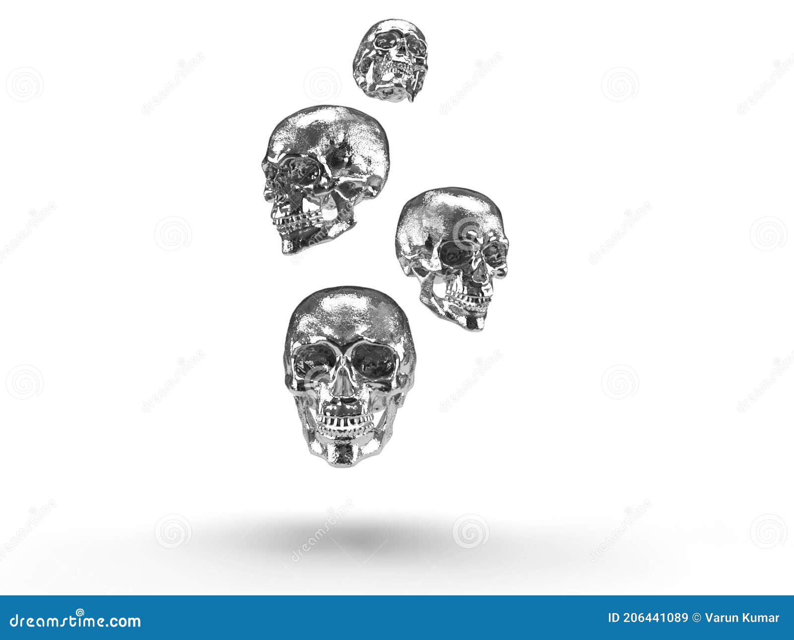 The Silver Skulls in White Background 3D Render Isolated Stock ...