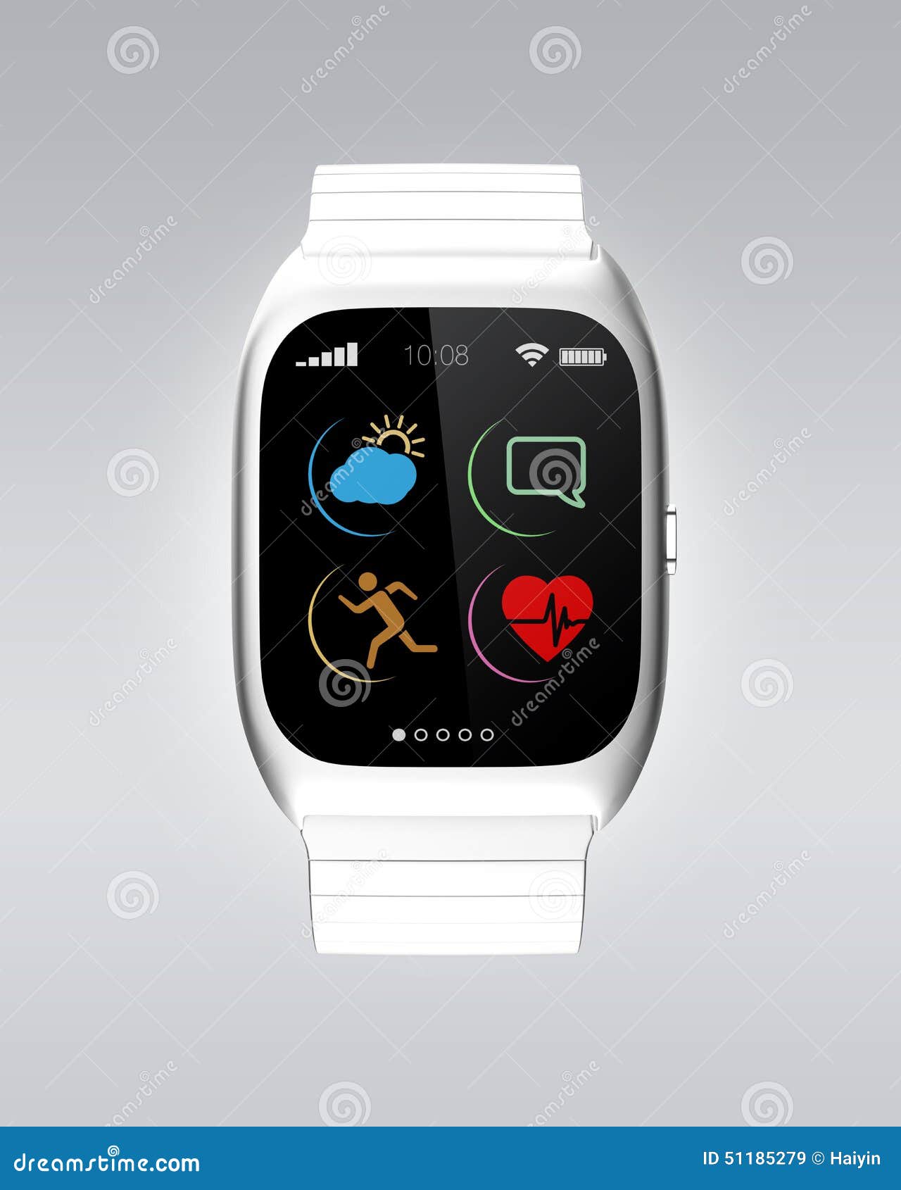 Silver Smart Watch with Simple Icons Design. Stock Illustration ...