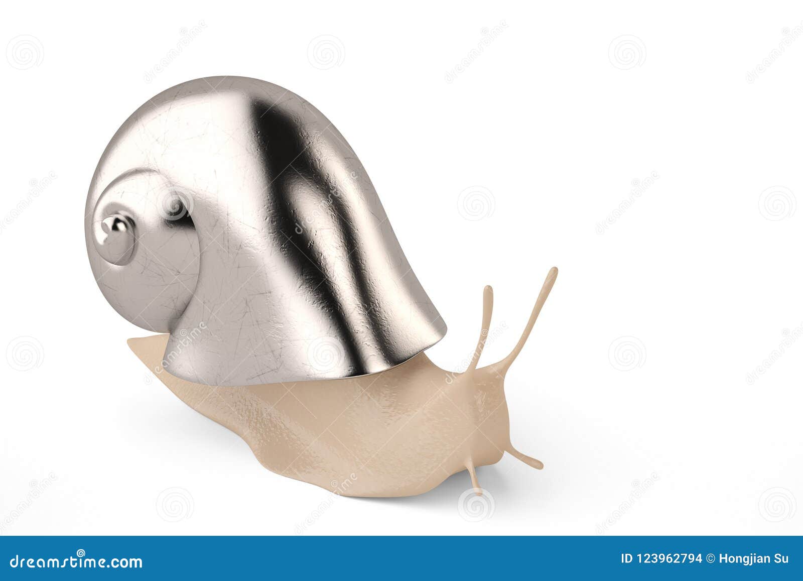 Silver Snail on White Background.3D Illustration. Stock Illustration ...