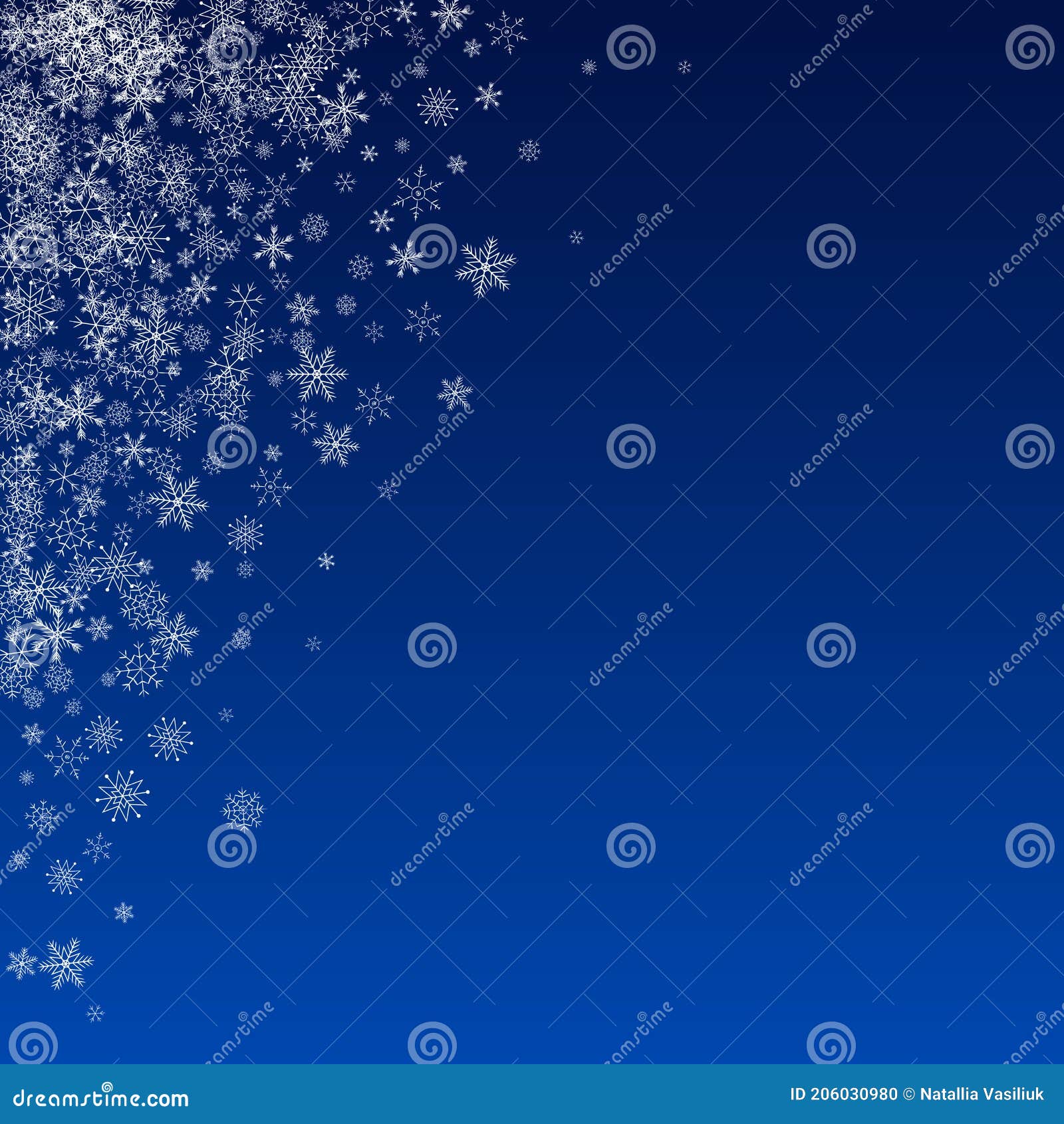 Silver Snow Vector Blue Background. Sky Snowflake Stock Illustration ...