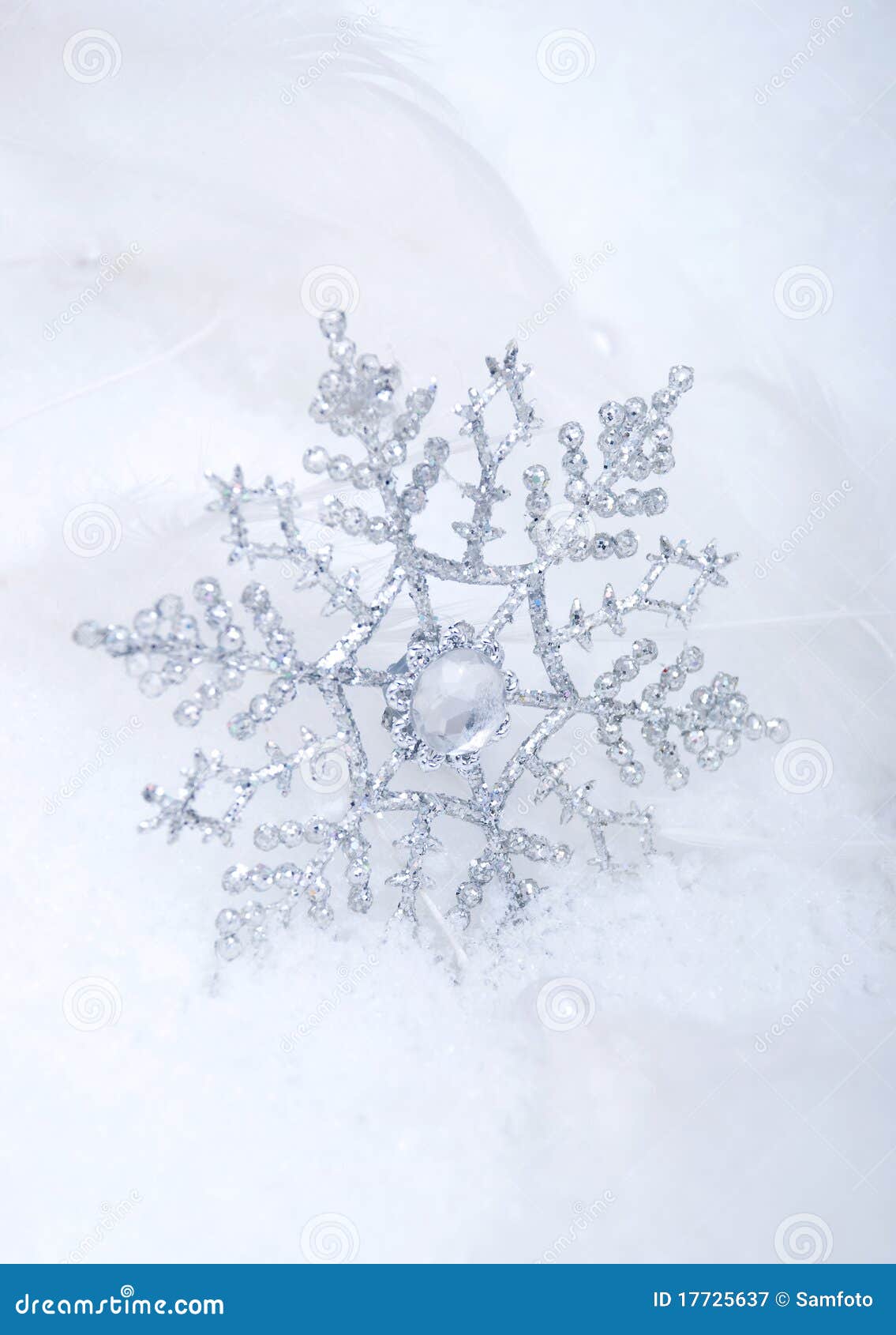 Silver snowflake in snow stock image. Image of silver - 17725637