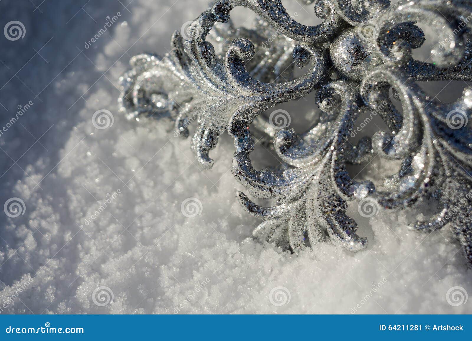 Silver Snowflake on Snow stock image. Image of sparkle - 64211281
