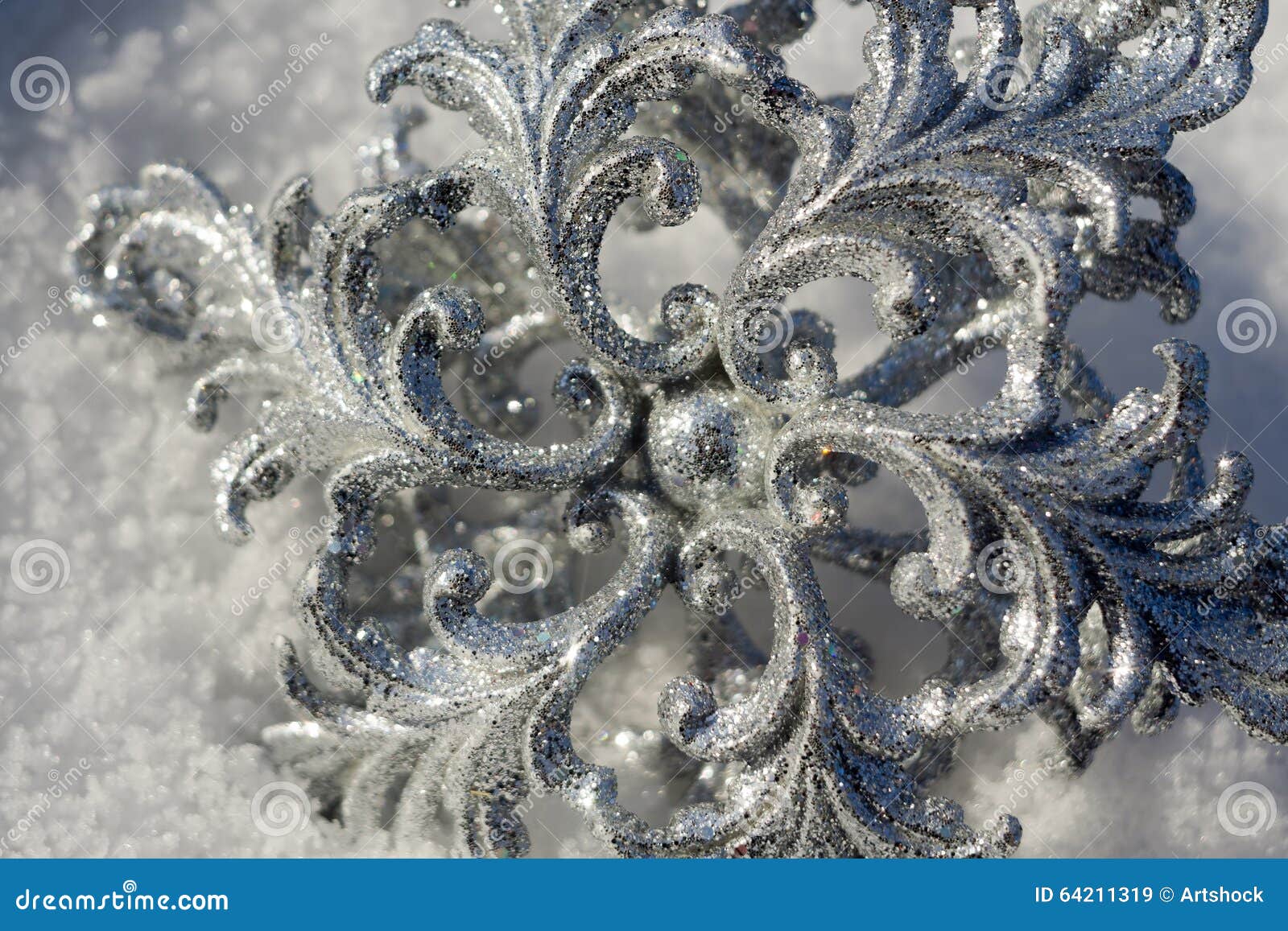 Silver Snowflake on Snow stock image. Image of white - 64211319