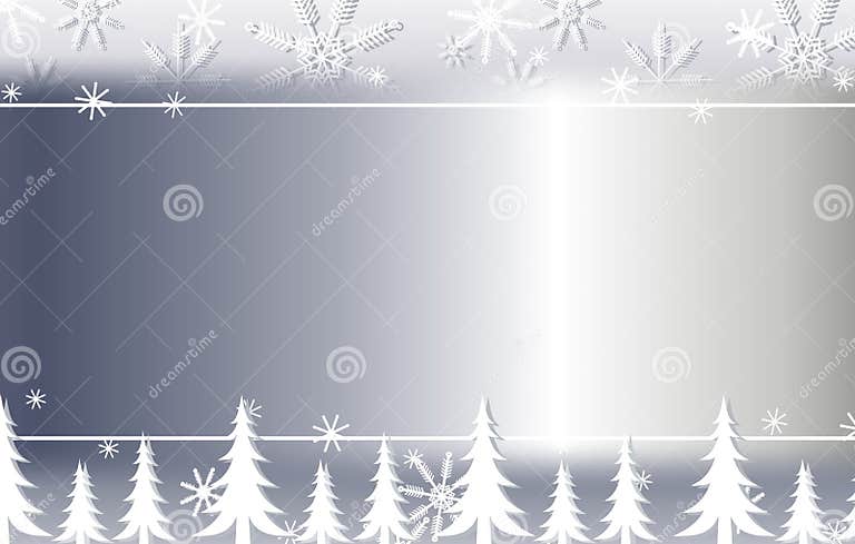 Silver Snowflake and Trees Background Border 2 Stock Illustration ...