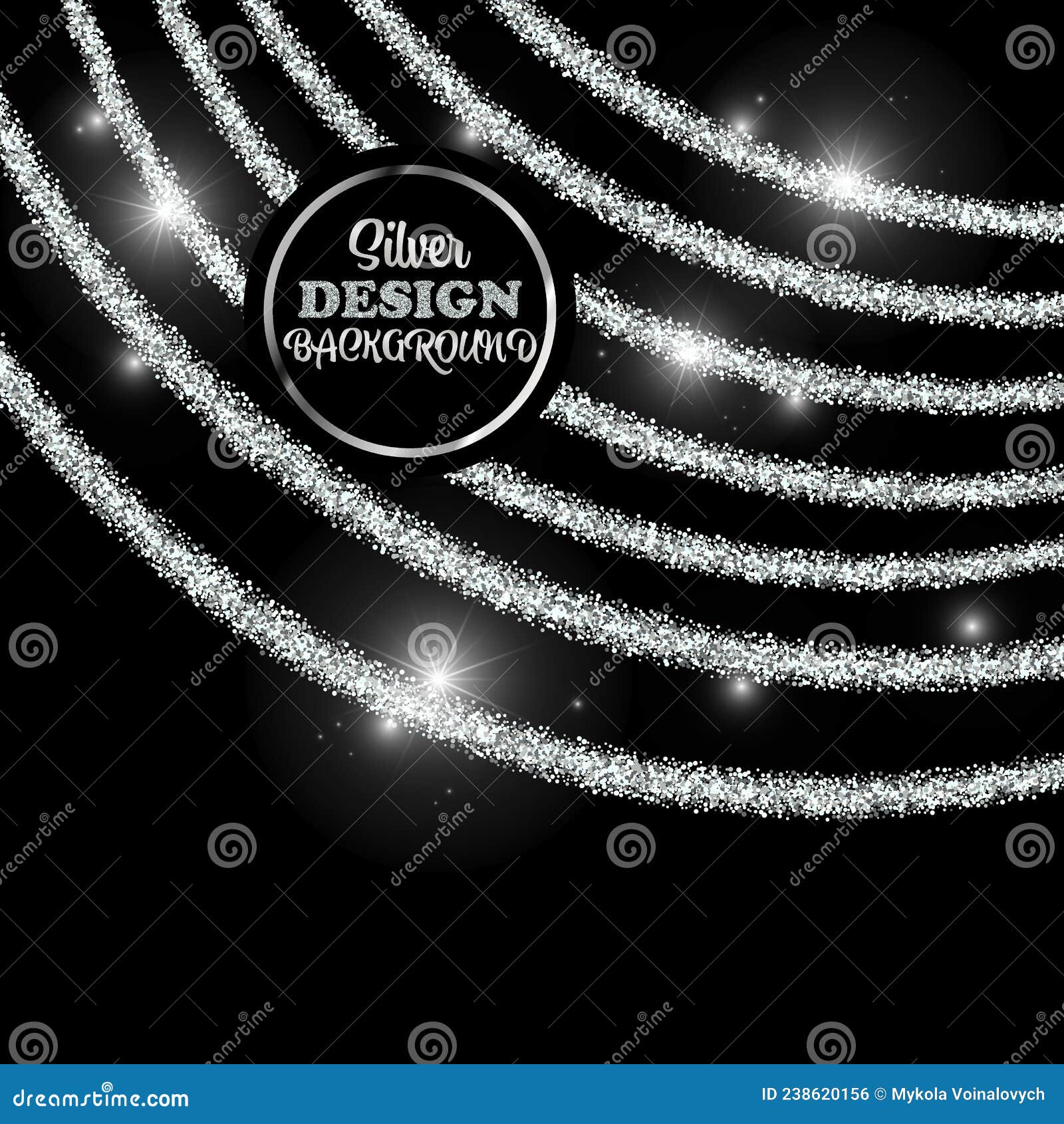 Silver Sparkles on Dark Abstract Background, Vector Silver Dust Stream ...