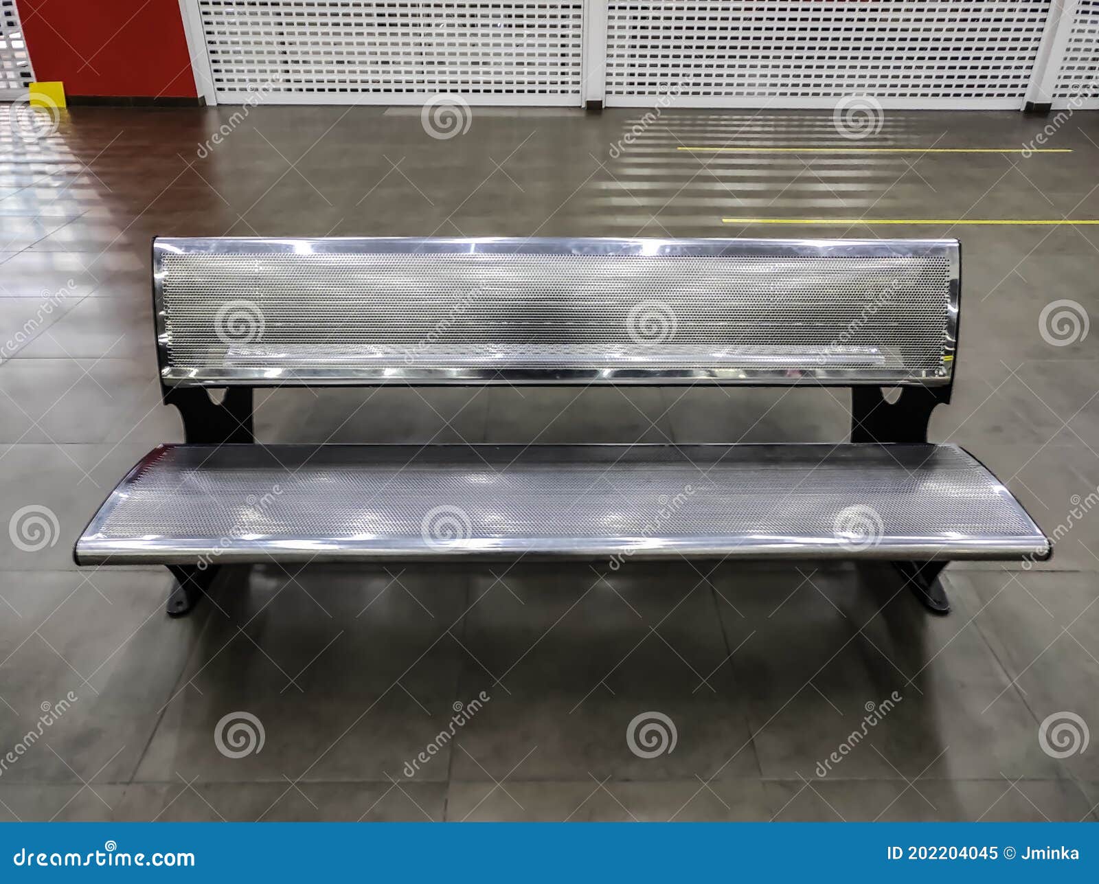 Silver Sparkling Metal Bench Stock Image - Image of public, close ...