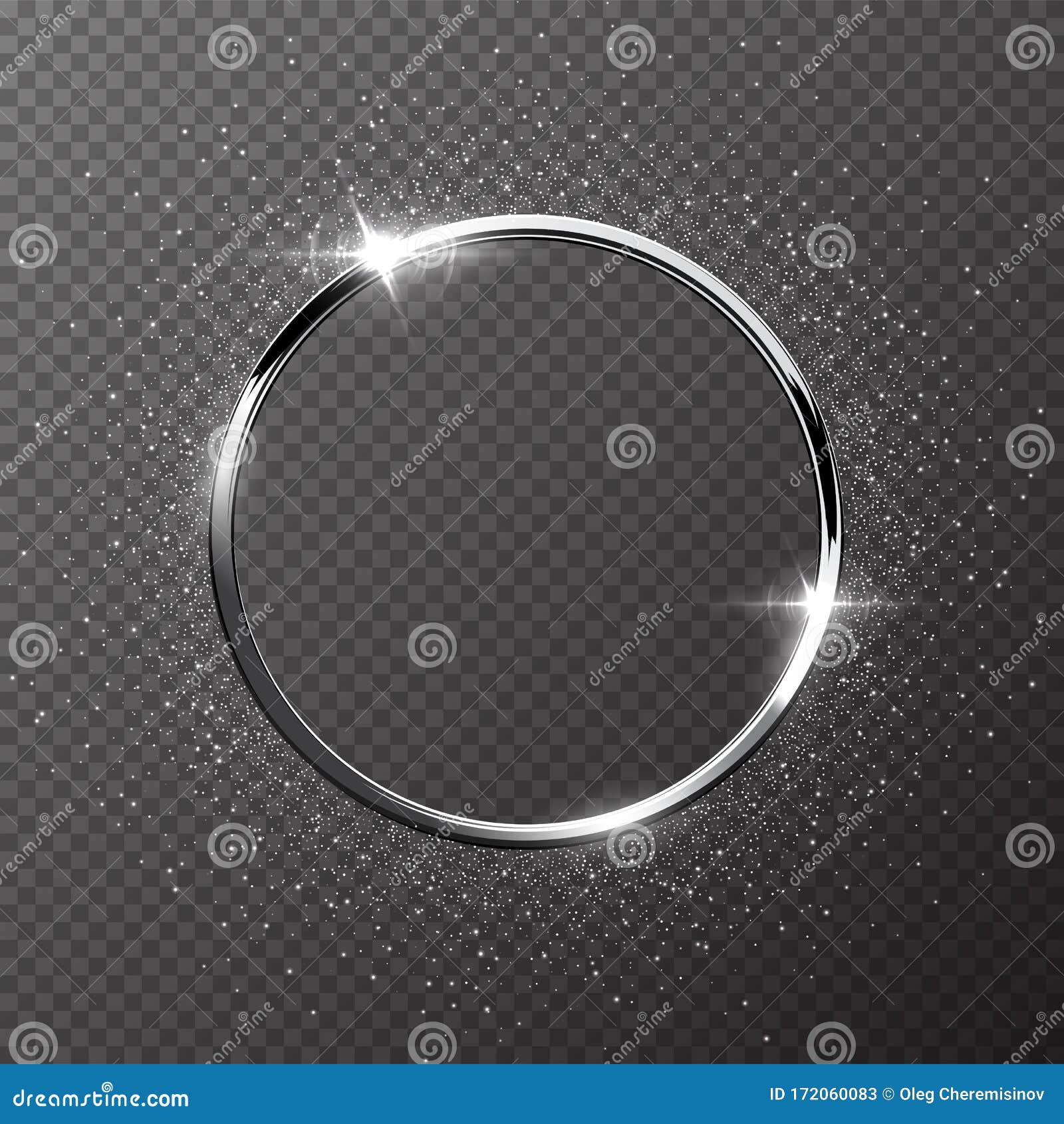 Silver Sparkling Ring with Silver Glitter Isolated on Transparent ...