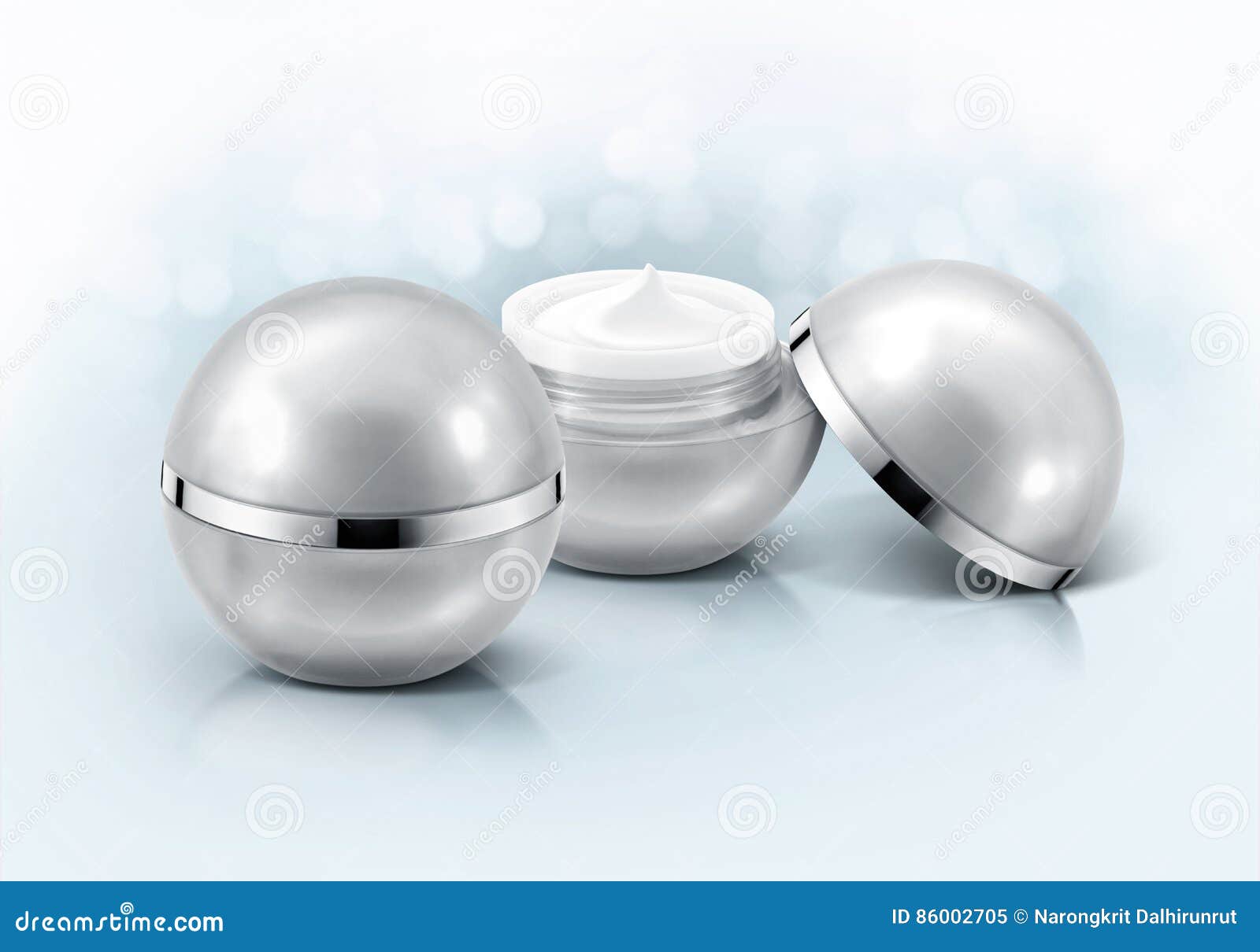 Silver Sphere Cosmetic Jar on Glitter Stock Image - Image of chrome ...