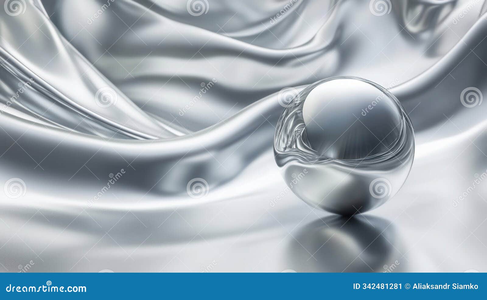 Silver Sphere Rolling on a Curved Metallic Surface Stock Illustration ...