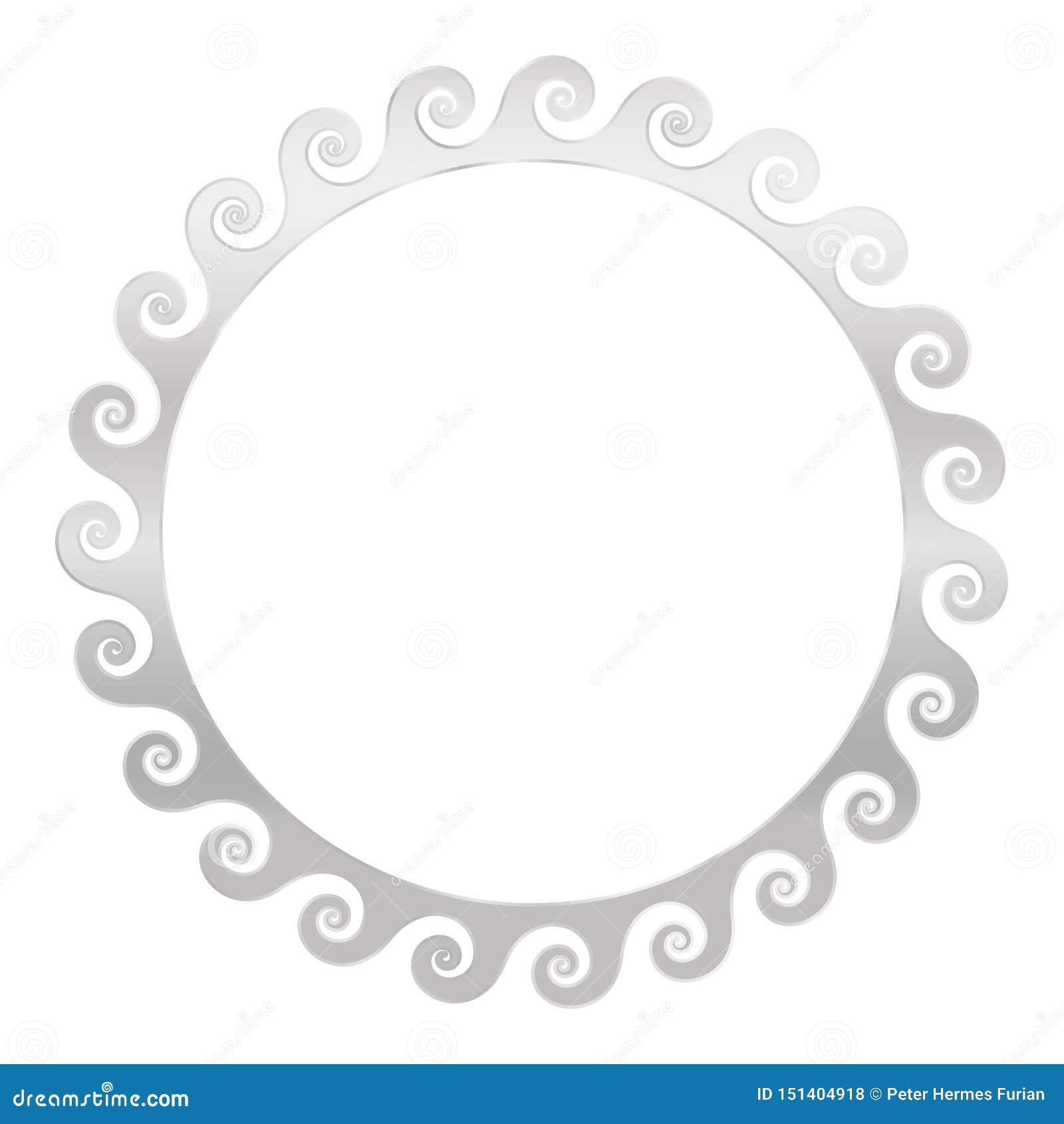 Silver Spirals Frame Seamless Waves Stock Vector - Illustration of ...