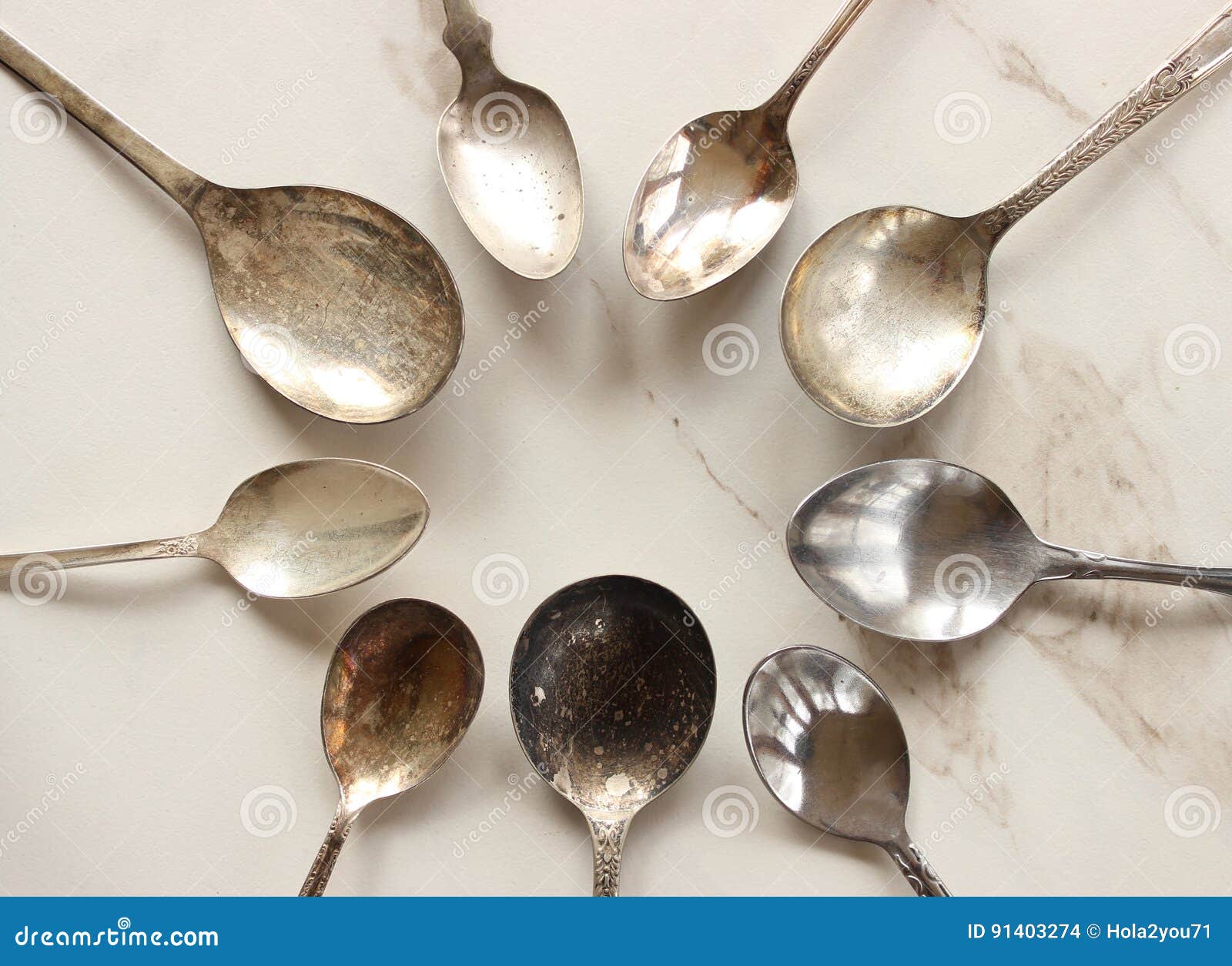 Silver spoon circle stock photo. Image of dining, food - 91403274