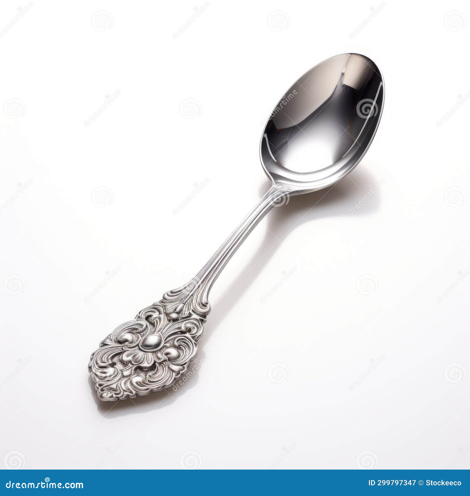 High Resolution Silver Spoon with Ornate Pattern Stock Illustration ...