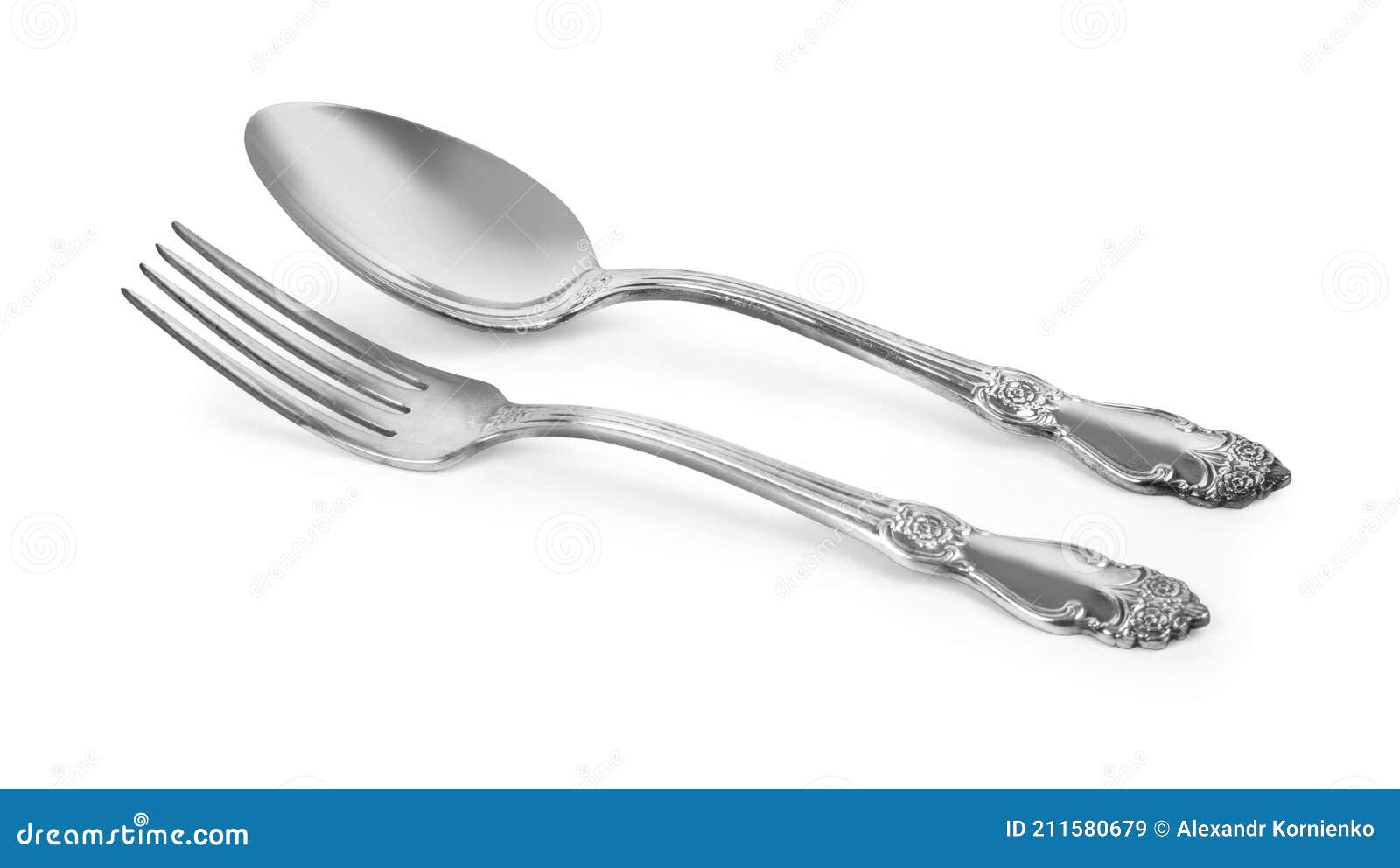 Silver Spoon and Fork Isolated Stock Image - Image of shiny, silver ...