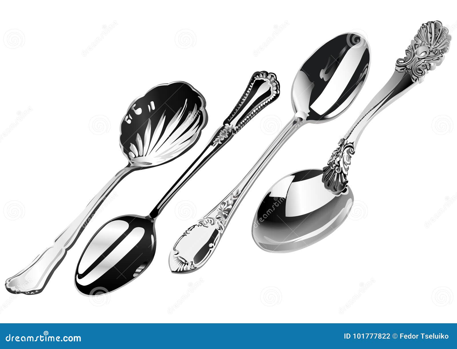 Silver spoon stock illustration. Illustration of dish - 101777822