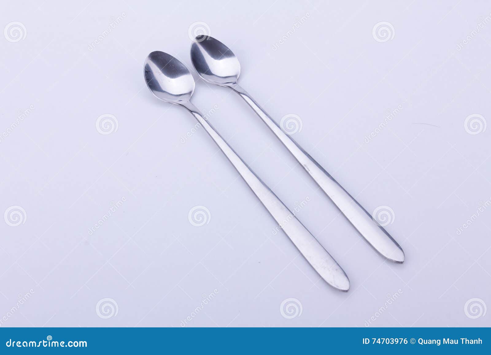Silver Spoon Stands Vertically with Shadow Isolated on White Stock ...