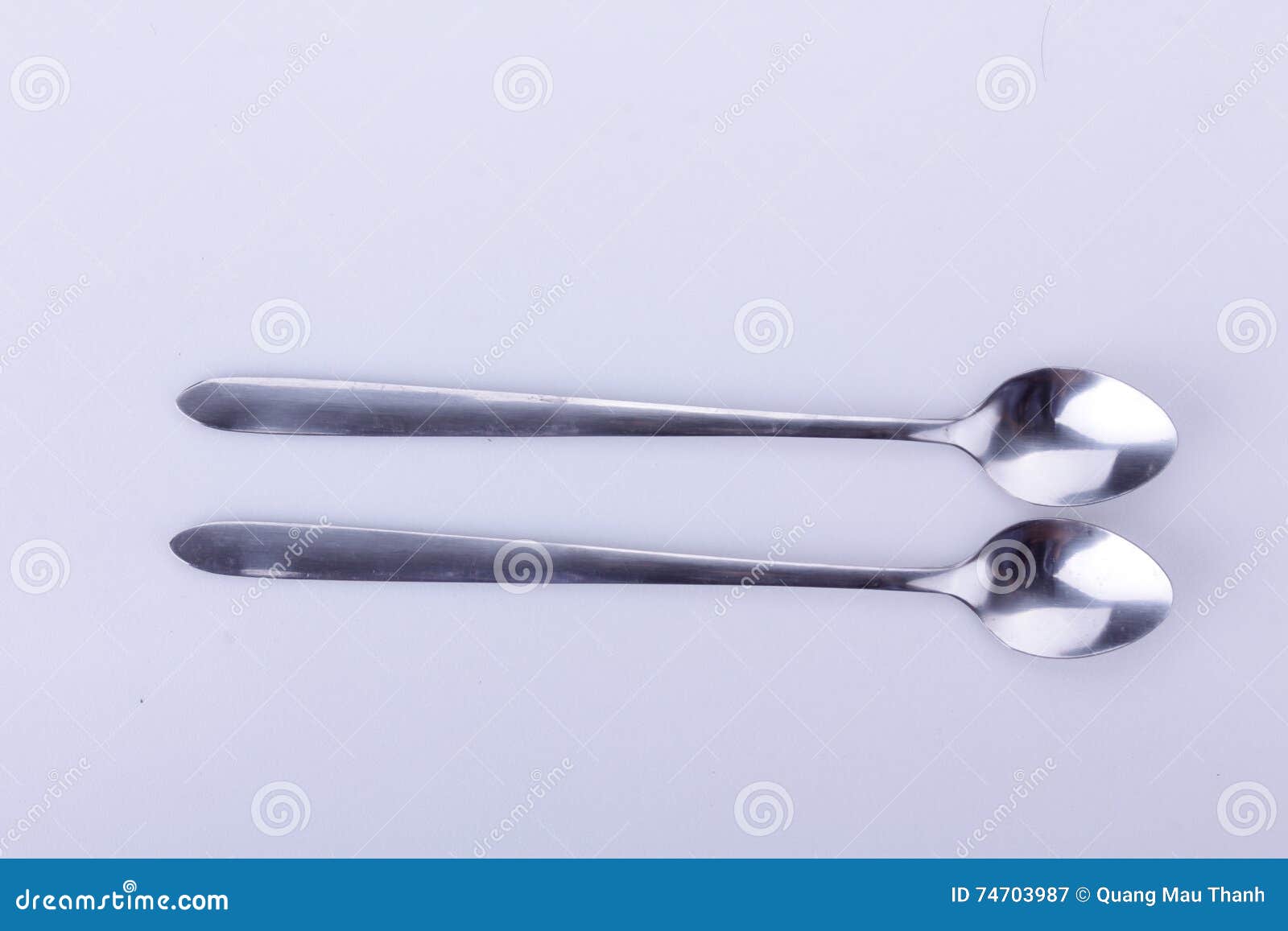Silver Spoon Stands Vertically with Shadow Isolated on White Stock ...