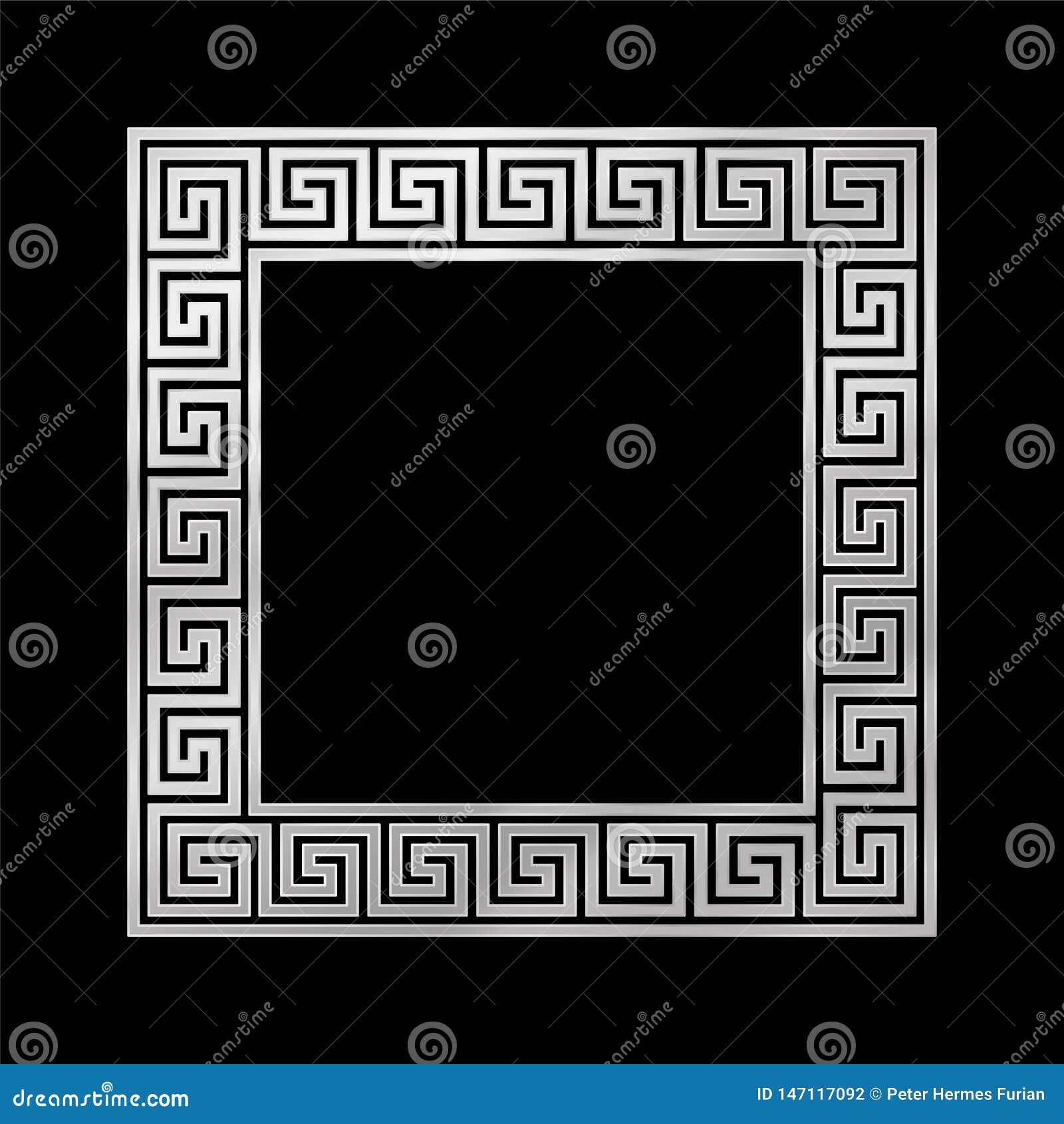 Silver Square with Seamless Meander Design Stock Vector - Illustration ...