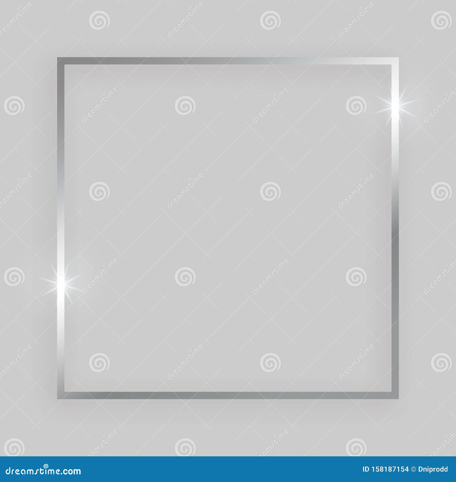 Silver Square Shiny Frame with Glowing Effects Stock Vector ...