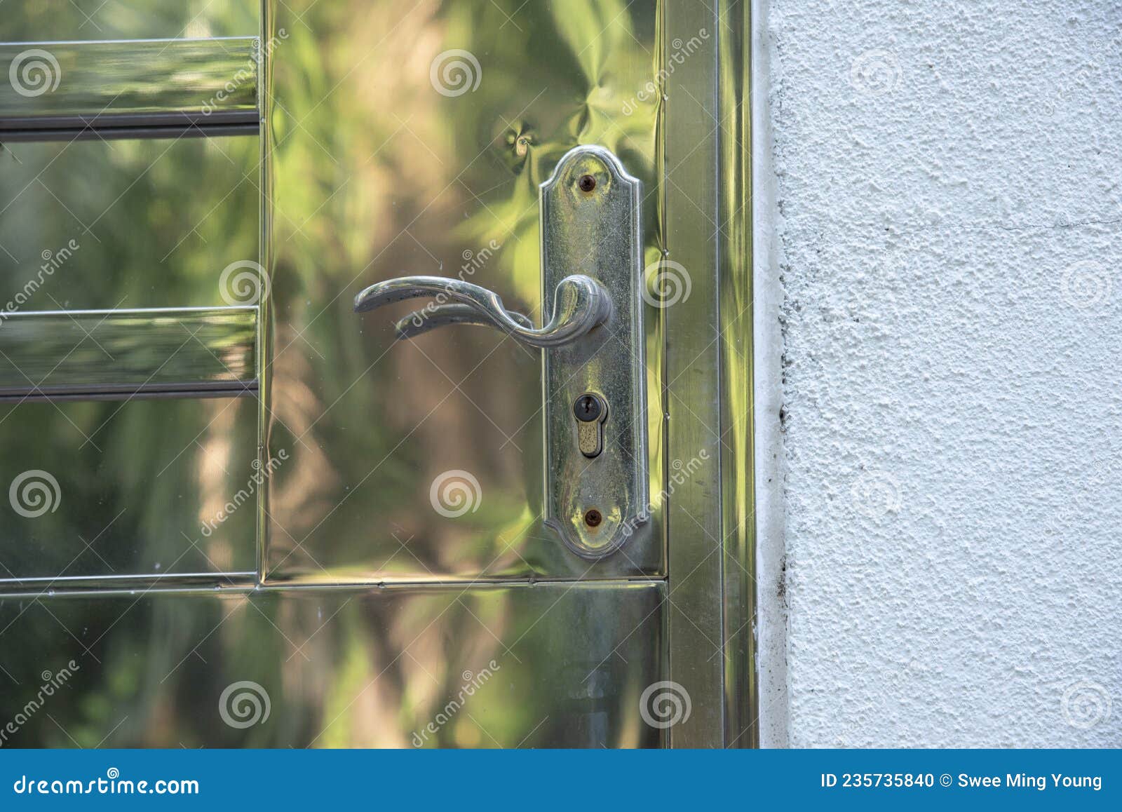 Silver Stainless Door Handle of Various Doors Stock Photo - Image of ...