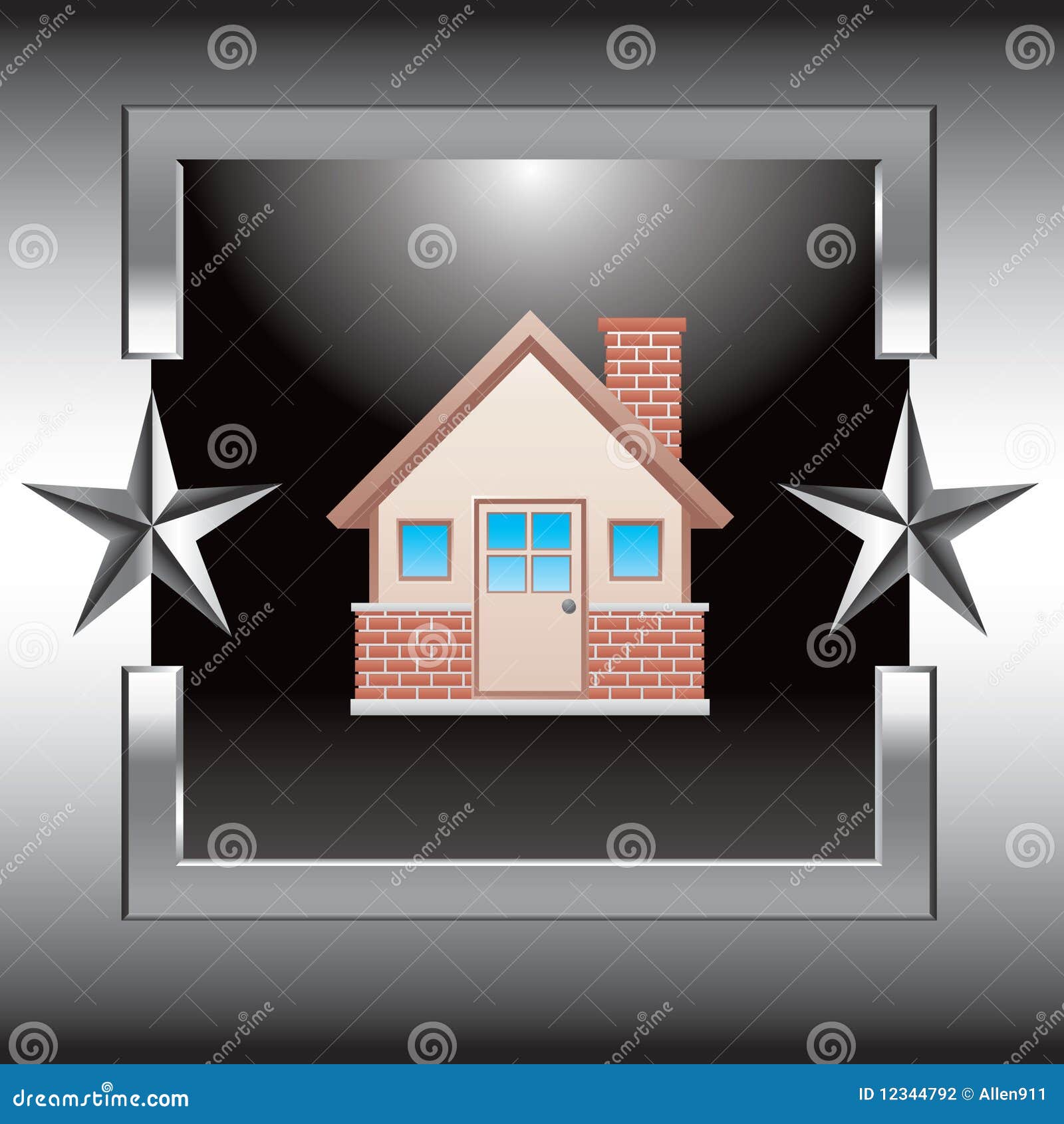Silver Star Frame with Brick House Stock Vector - Illustration of real ...