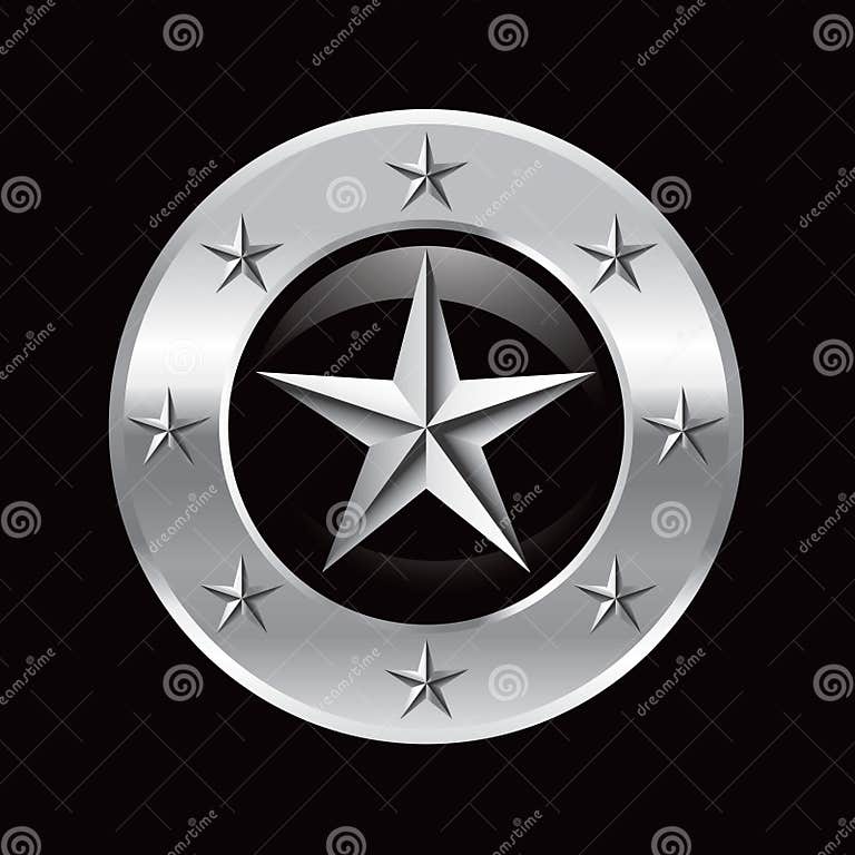Silver Star in Silver Star Frame Stock Vector - Illustration of chrome ...