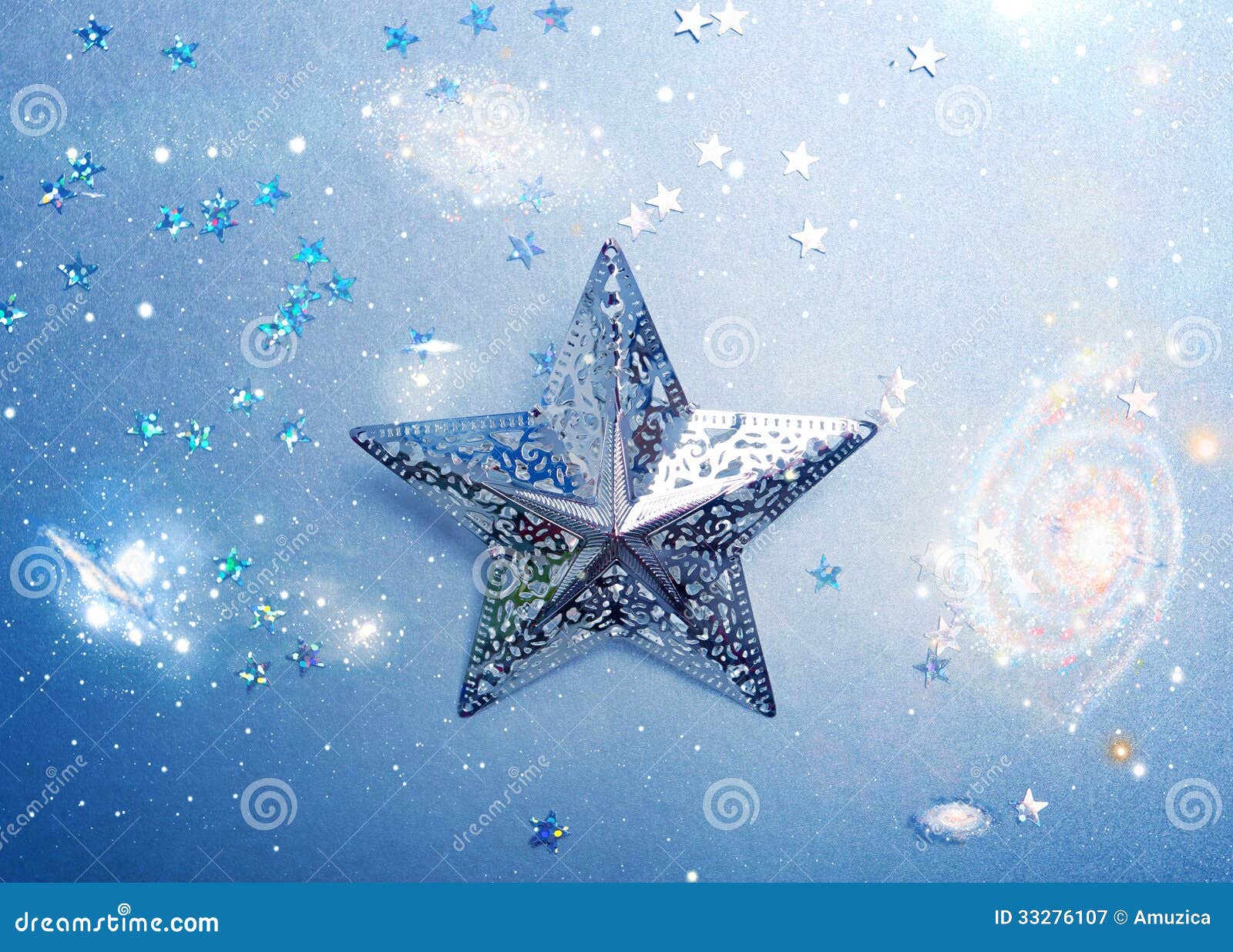 Silver Star With Space Background Stock Illustration - Illustration of ...