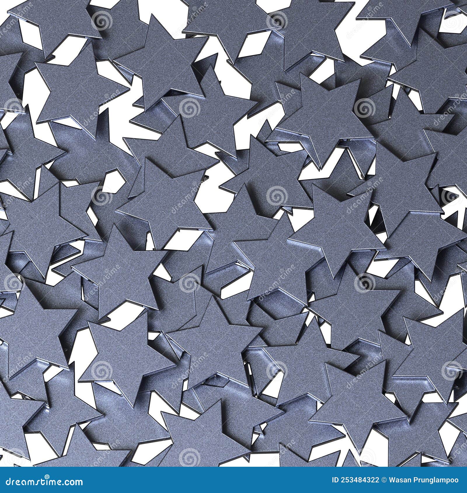 Silver Stars Pattern Isolated On White Background 3d Rendering Stock