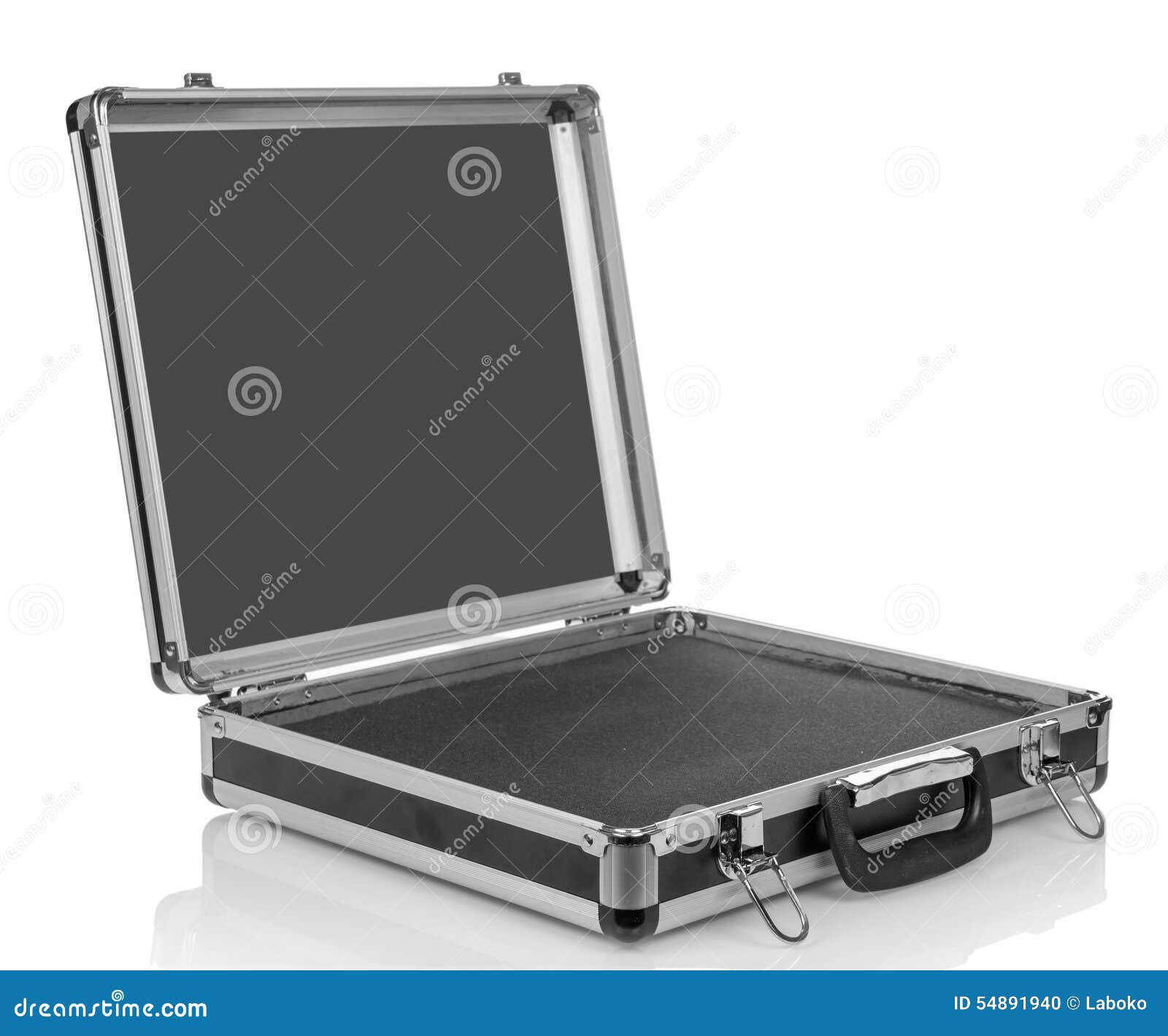 Silver Steel Empty Suitcase Stock Photo - Image of container, single ...
